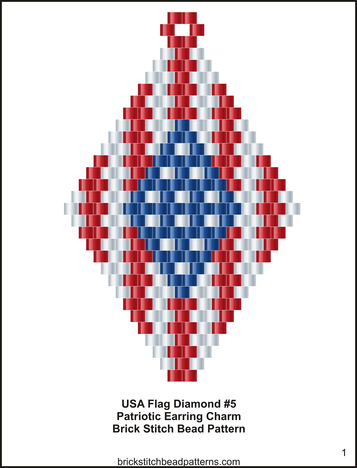 Brick Stitch Bead Patterns Journal: USA Flag Diamond #5 Brick Stitch ...