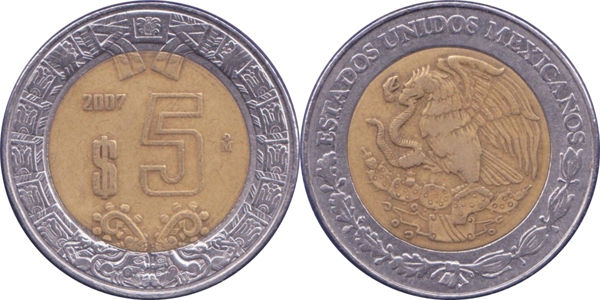 My coins collection: 5 Pesos ($) 1997-2016