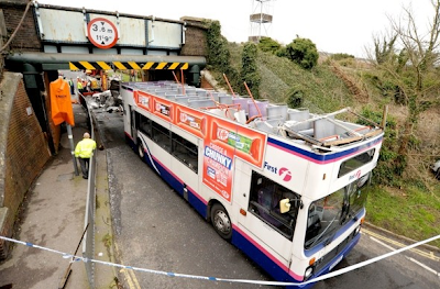 Kuweight 64: DOUBLE DECKER BUS ROOF RIPPED OFF IN BRIDGE CRASH