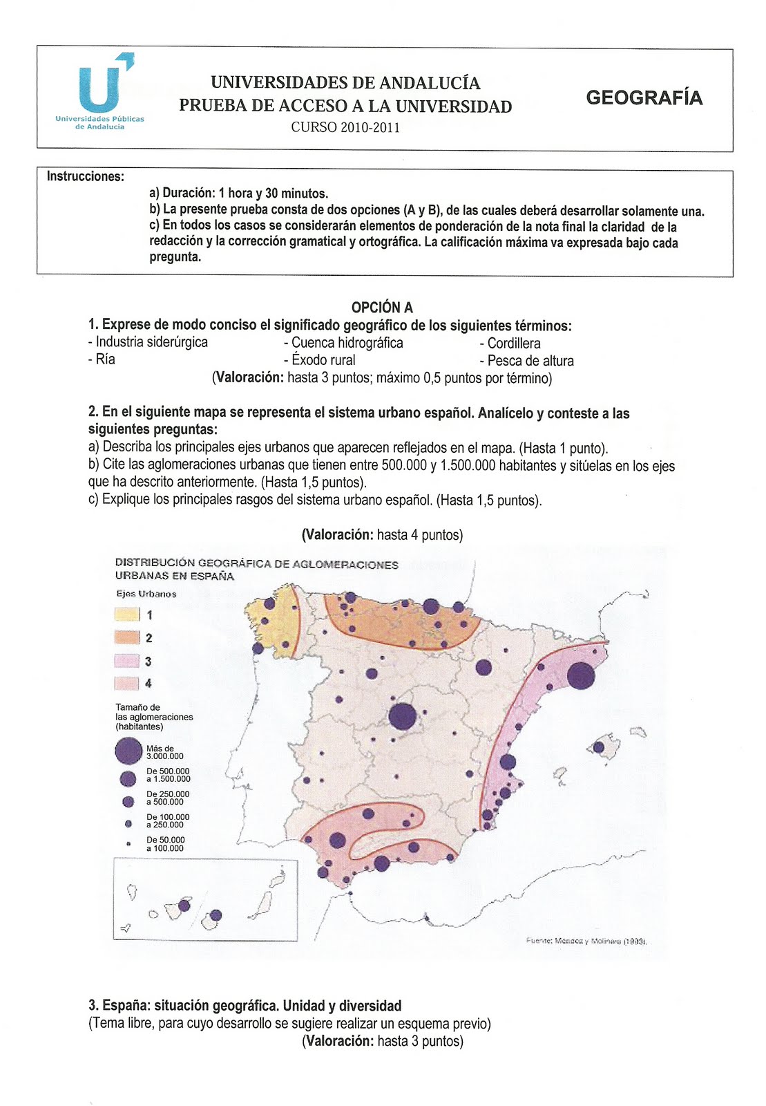 SEGUNDO DE BACHILLERATO.: Modelo de examen de geografía (JBP)