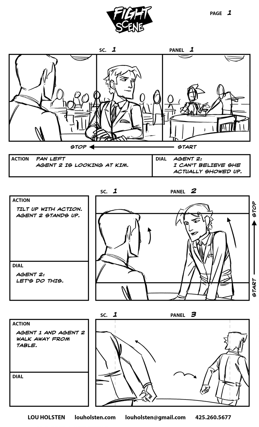 Lou Holsten: Fight Scene - storyboards