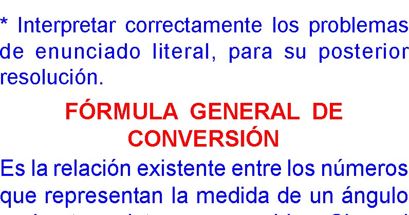 FORMULA DE CONVERSION EN SISTEMAS DE MEDIDAS ANGULARES PROBLEMAS ...