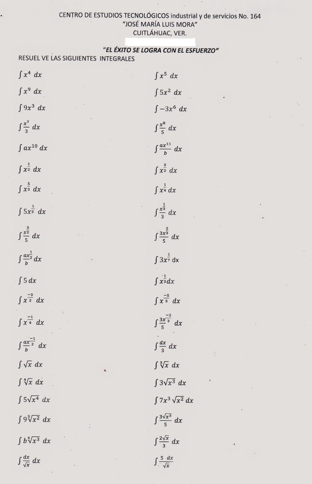 integrales164: EJERCICIOS DE INTEGRALES INDEFINIDAS PARA PRACTICAR.