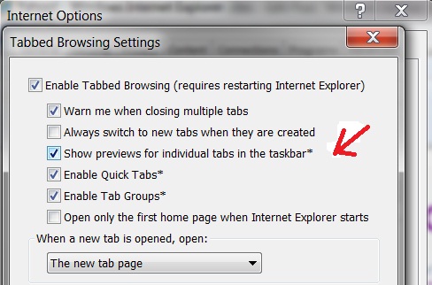 Windows taskbar showing only one item per IE instance (not one per tab ...