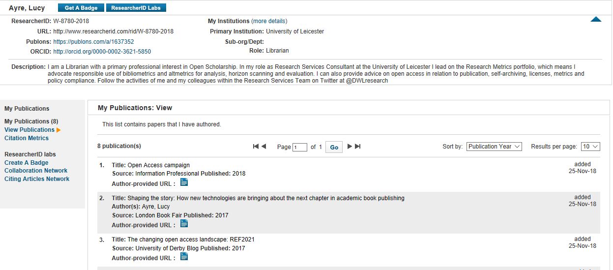 Raising your profile in Web of Science