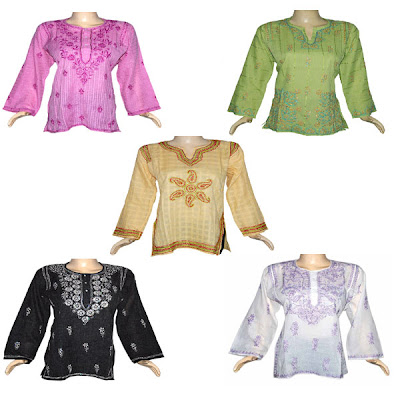 Indian Kurtis Tops For Women: Embroidered Chicken Tunics Top Kurtis
