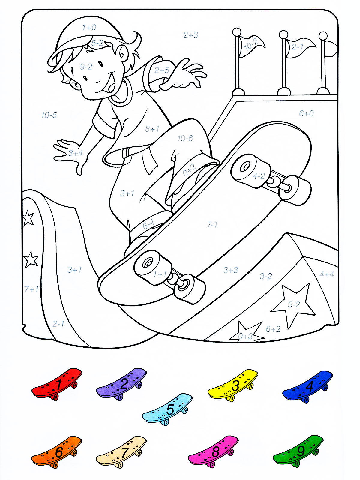 Creionasul cel Istet si prietenii: Adunarea numerelor 0-10 - coloram ...