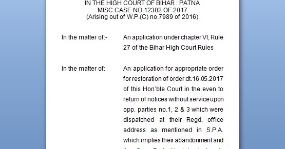 High Court Application Format in Word Free Download