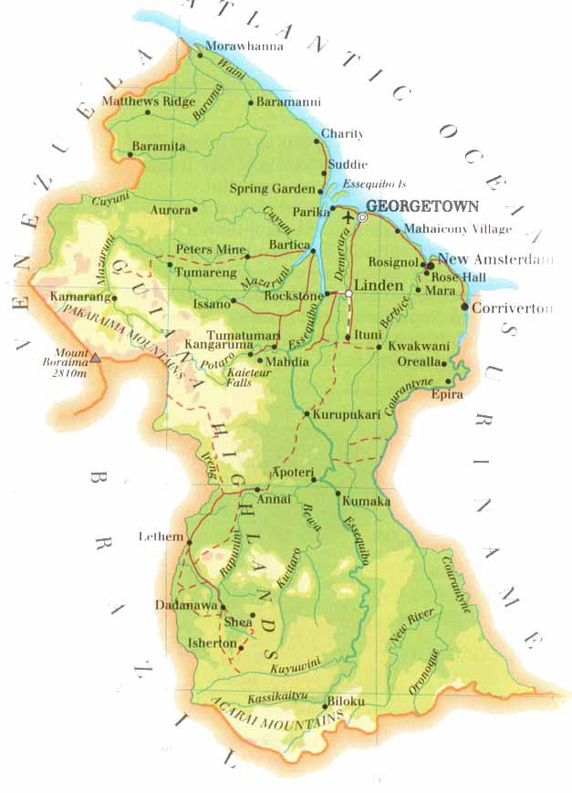 GUYANA - GEOGRAPHICAL MAPS OF GUYANA ~ Klima Naturali™