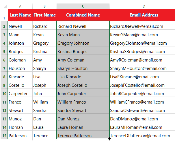 Using CONCATENATE to Combine Names in Excel | Computers Professor