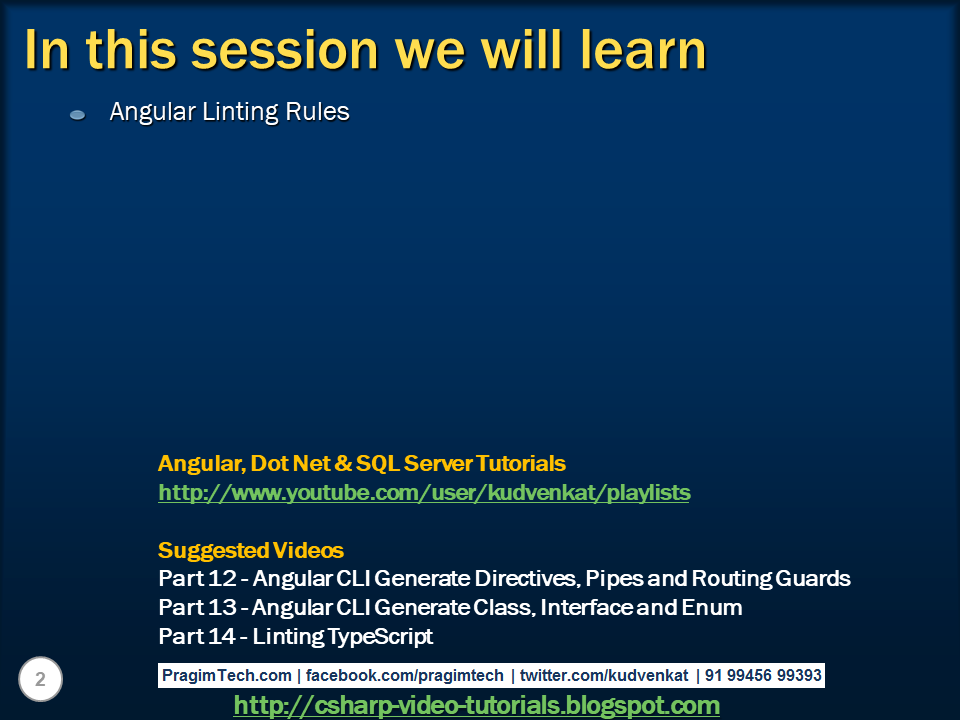 Sql server, .net and c# video tutorial: Angular tslint rules - Slides Sql server, .net and c# video tutorial: Angular tslint rules - Slides