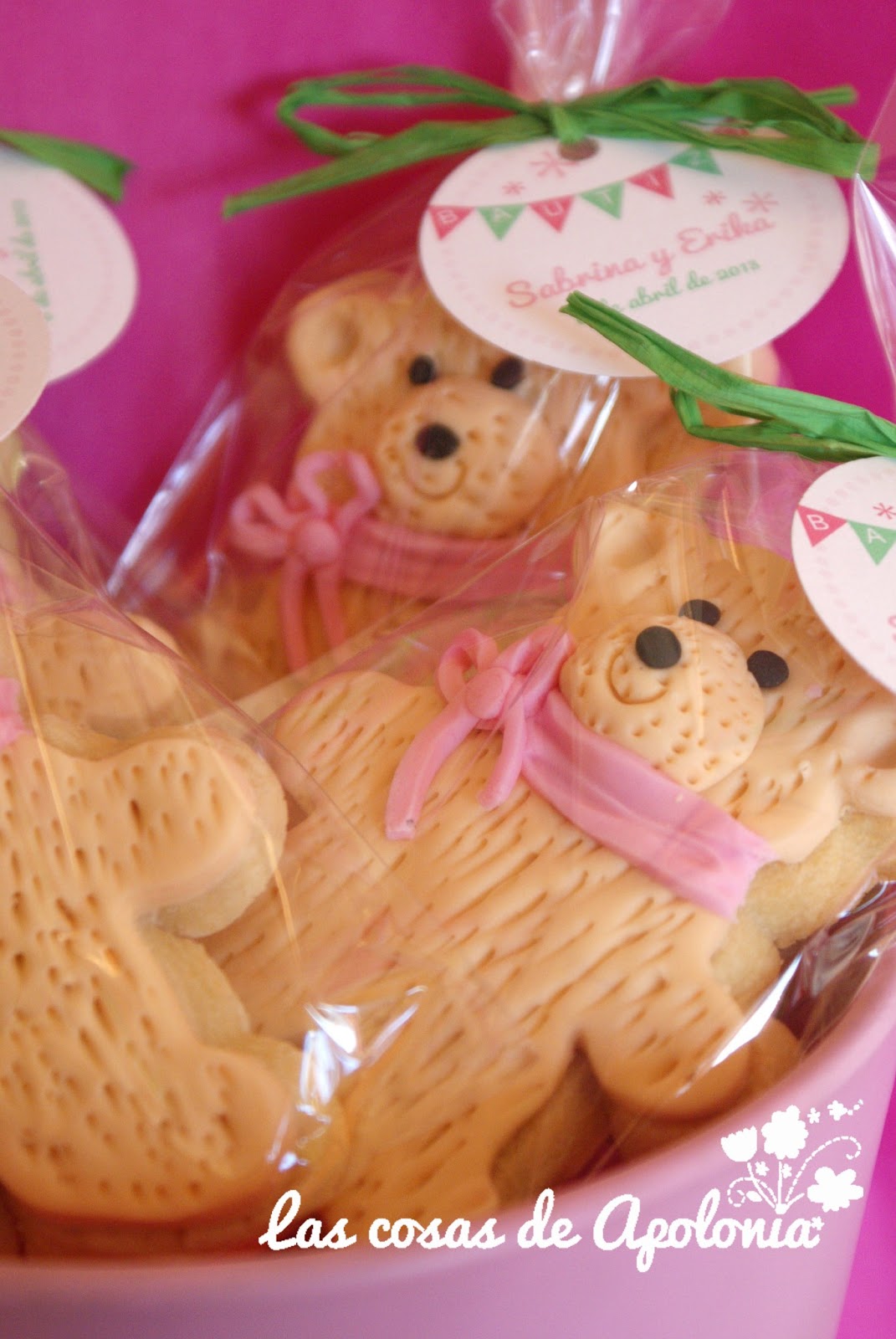 Galletas Teddy Bear para un bautizo por partida doble