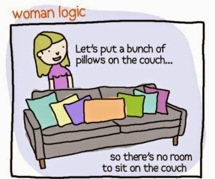 Woman Logic. let's put a bunch of pillows on the couch. so there's no ...