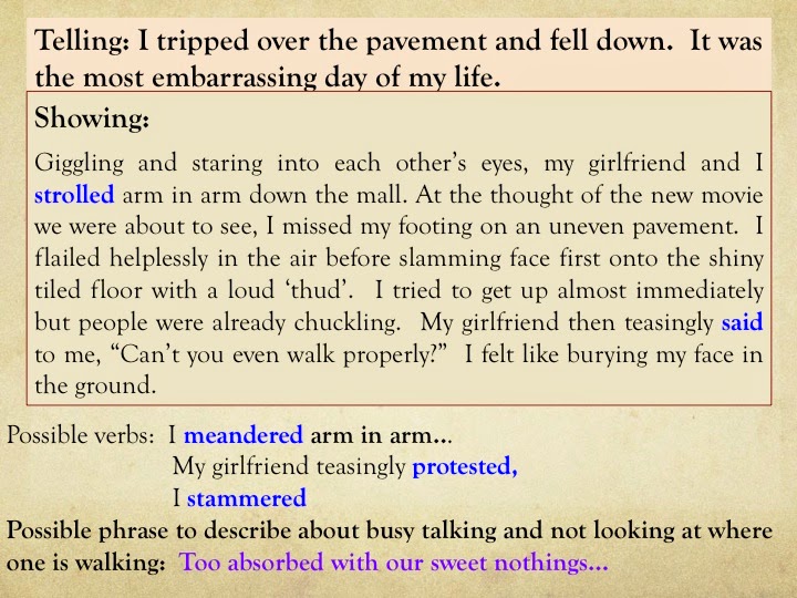 SHOW ME, DON'T TELL ME: DESCRIPTIVE PARAGRAPHS WRITING EXERCISE