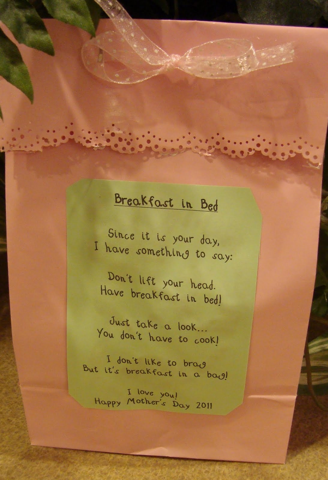 My First Grade Backpack: Mother's Day Breakfast in Bed Bag