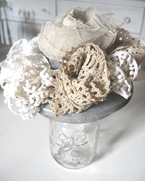 Westie, Art & Garden: Shabby Chic French Lace Display
