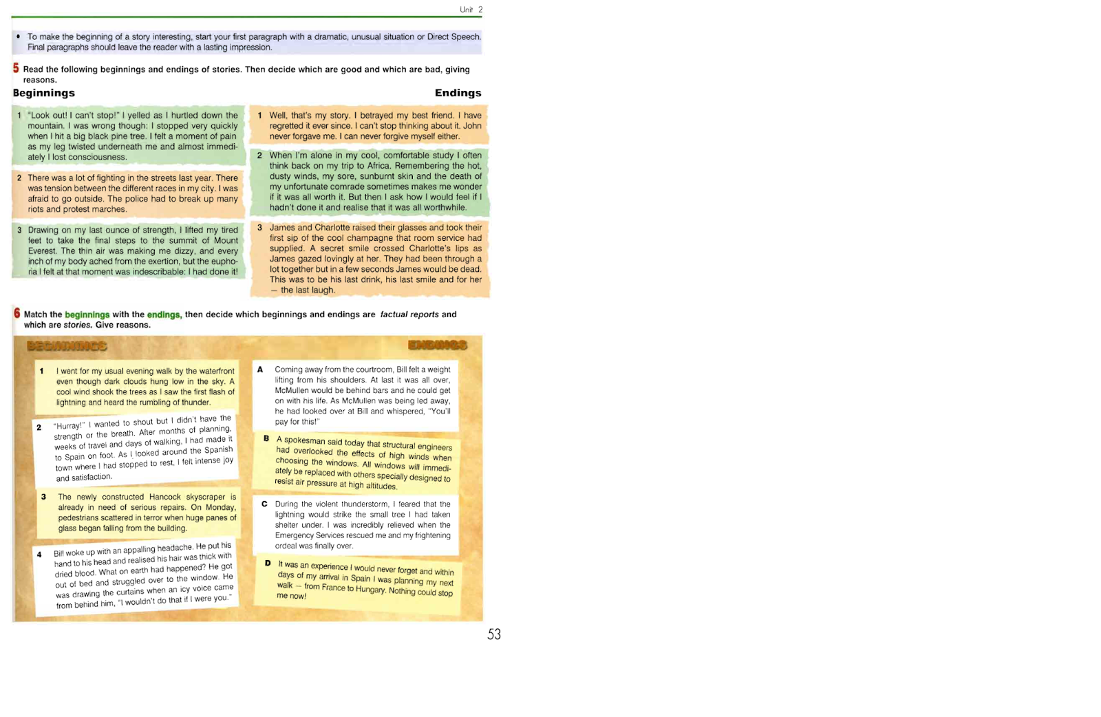 Writing - 2 FCE Writng a narrative (stories- factual reports)