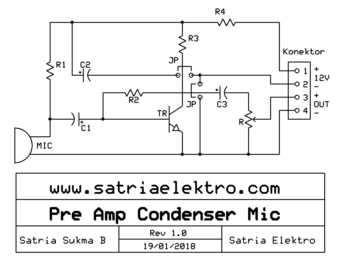 Skema Pre Amplifier Microphone Kondenser dan Dinamik - Satria Elektro