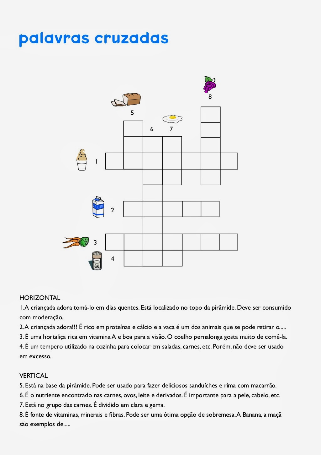 JORNAL PONTO COM: Atividades sobre Alimentação