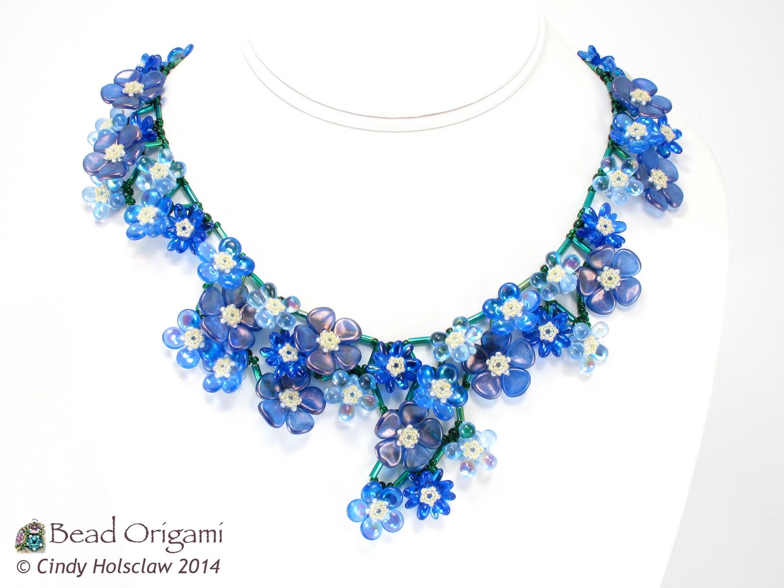 Bead Origami: Forget Me Not Bouquet Necklace