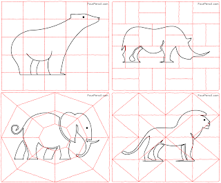 Four grid: Free printable Mammal grid line drawing worksheet/activity ...