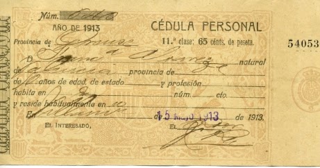 Documentos antiguos y otras curiosidades: CÉDULAS PERSONALES