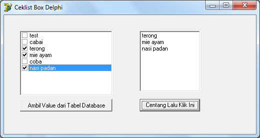 Menampilkan Data dari Database ke Checklistbox Delphi - Tutorial Delphi