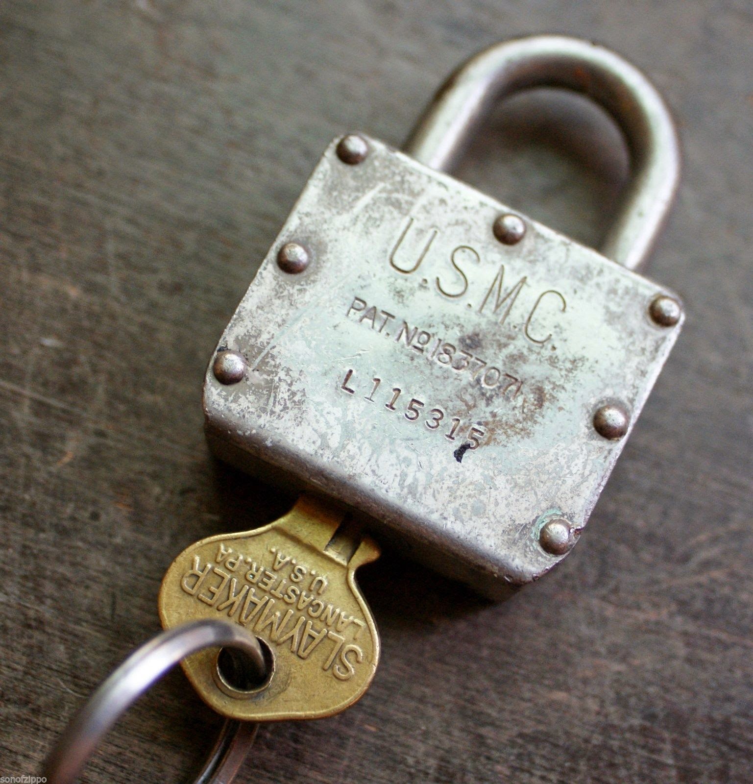 Marines In Forest Green: WWII USMC Trunk Seabag Pad Lock by Slaymaker