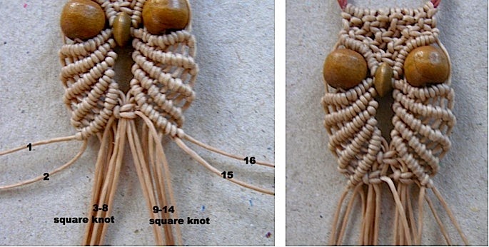 Ecocrafta Macrame : Small owl macrame necklace