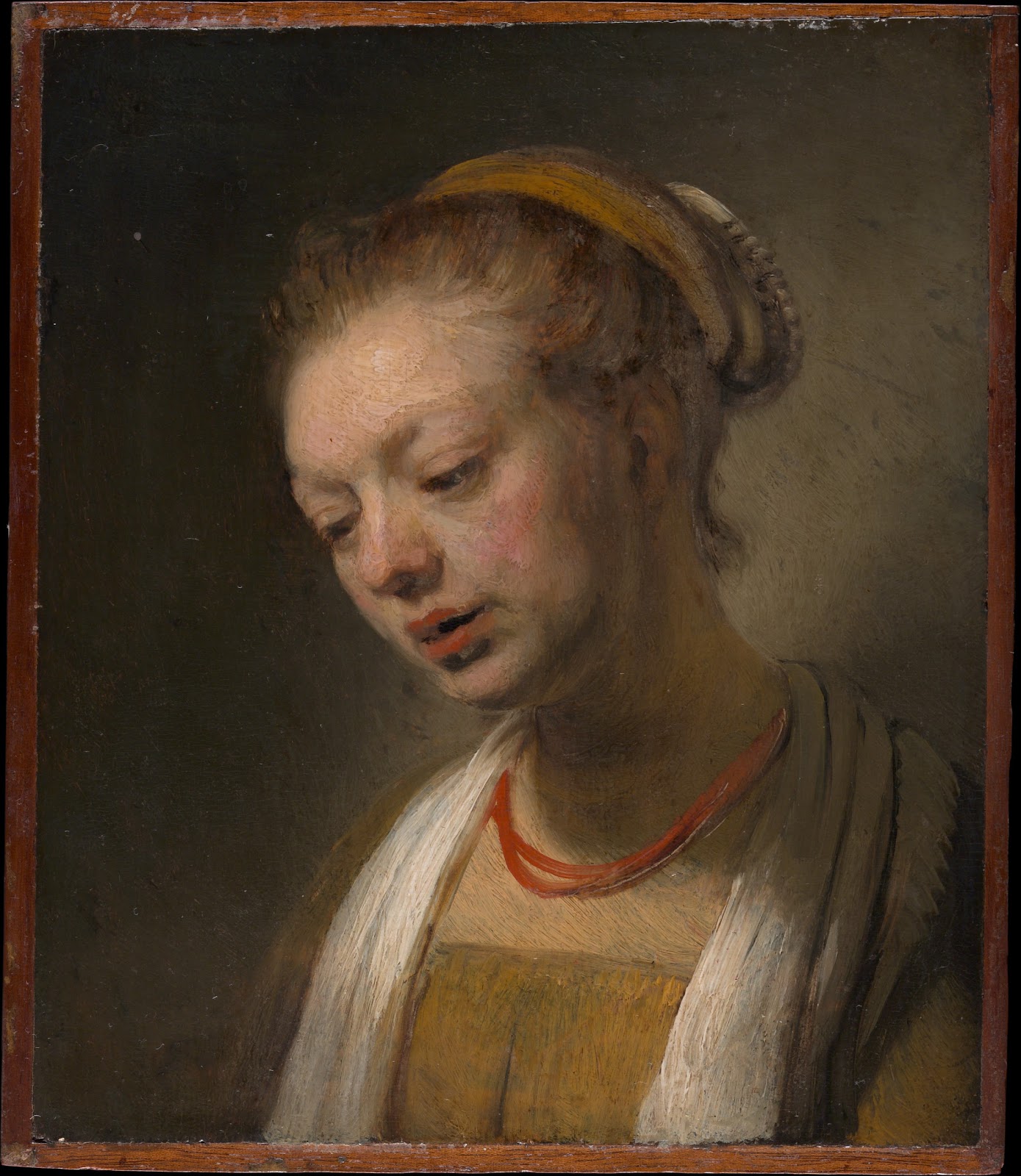 Manner of Rembrandt | Young Woman with a Red Necklace, 1645 ...