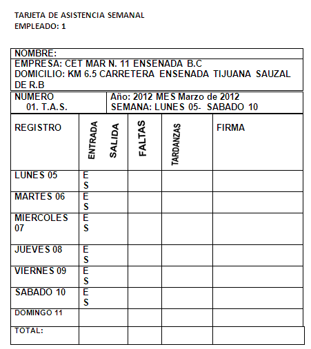 Hanna Perez 2do B tm: TARJETA DE ASISTENCIA