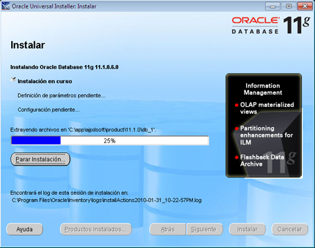 MANUALES DE INSTALACION DE GENERADORES DE BASE DE DATOS: GUIA DE INSTALACION DE ORACLE DATABASE ...
