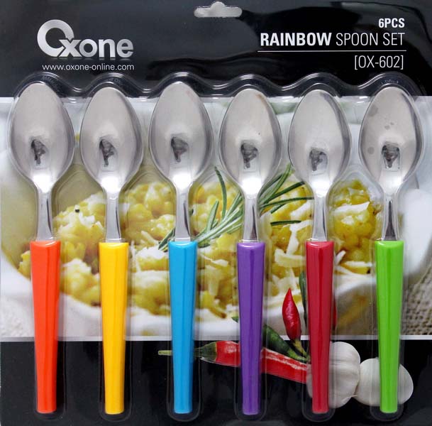 OX-602 Rainbow Spoon Set Oxone (6Pcs) | Perabotan Rumah Tangga