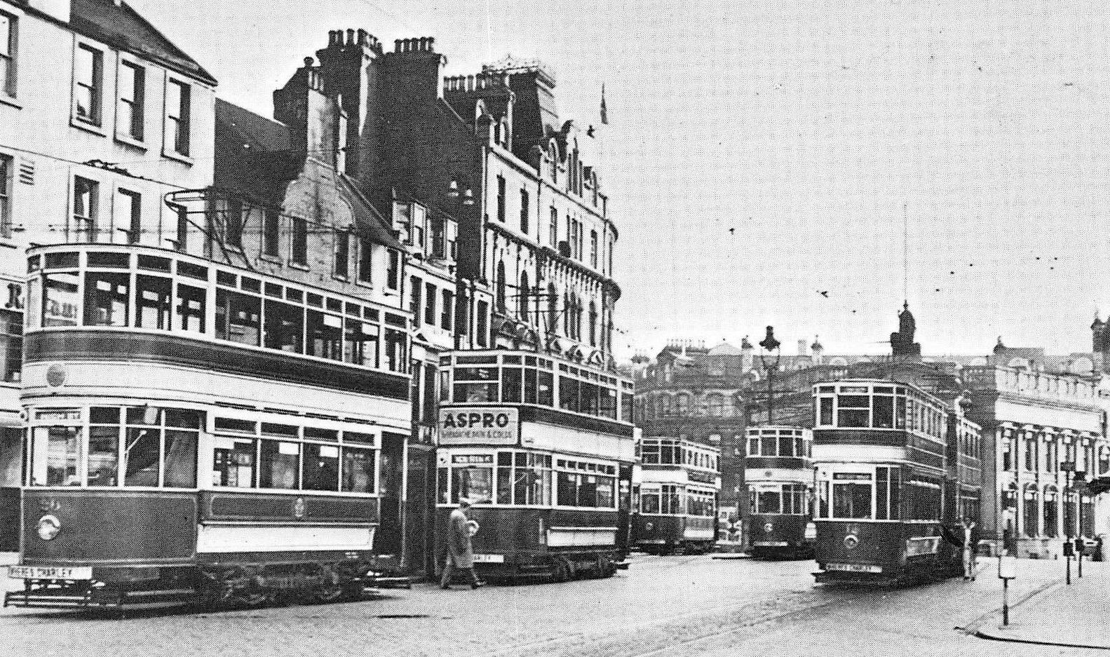 Tour Scotland: Old Photograph Trams High Street Dundee Scotland