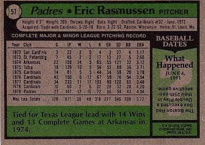 1979 Topps: #57 Eric Rasmussen, Padres