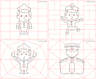 Four grid: Free printable Police Officer grid line drawing worksheet ...