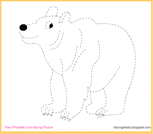 Free Tracing Line Printable: Bear Tracing Picture