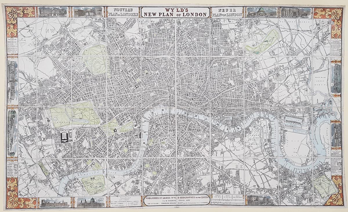 Antique Maps: Antique London Street Map 1862