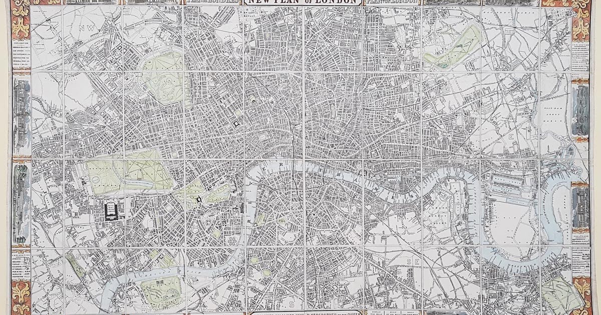 Antique Maps: Antique London Street Map 1862