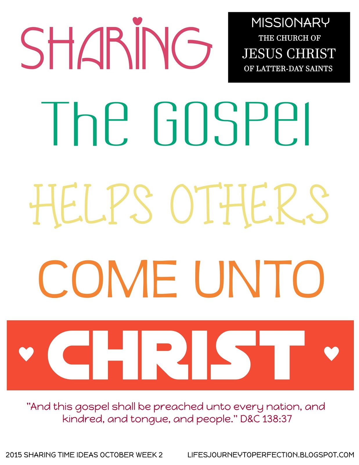 Life's Journey To Perfection: LDS Sharing Time Ideas for October 2015 ...