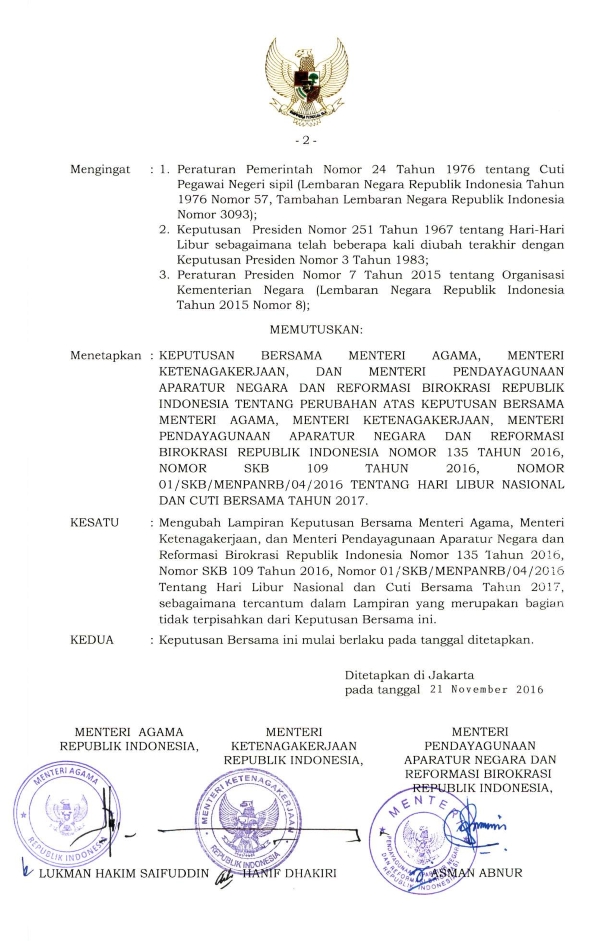 Surat Keputusan Menteri tentang Penetapan Bahasa Inggris sebagai Bahasa ...