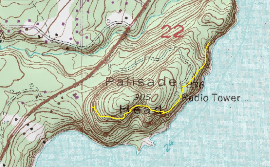 Day Hiking Trails: Palisade Head rises 300' above Great Lake