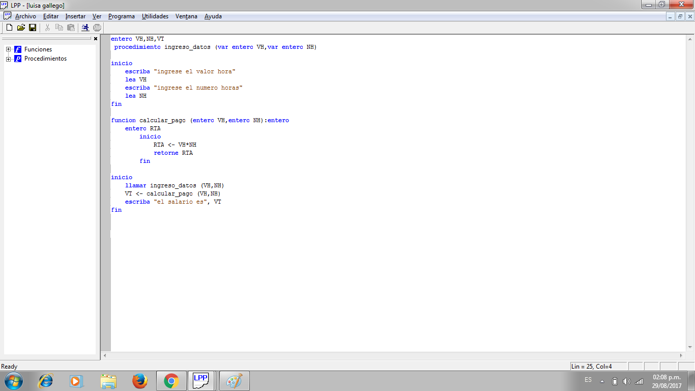 Programación de Software.: Funciones LPP.