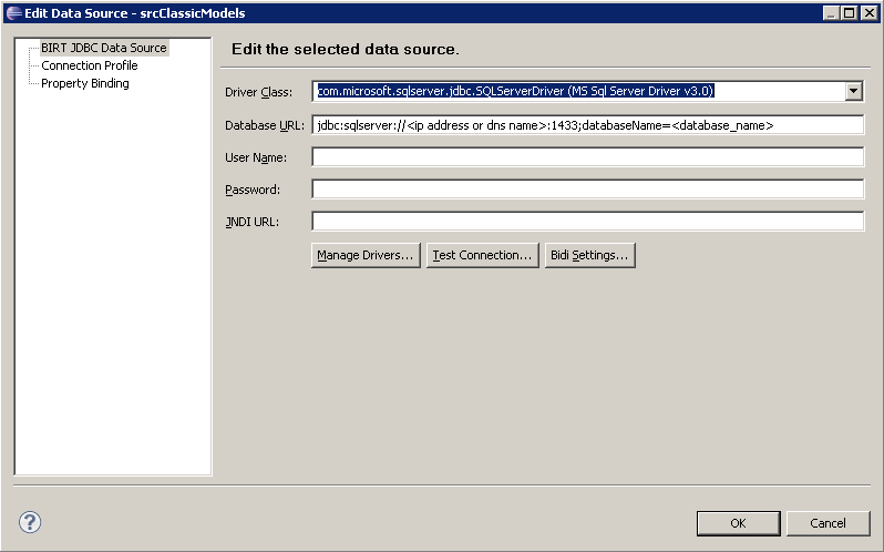 The Digital Voice: BIRT: Connecting to MS Sql Server Database