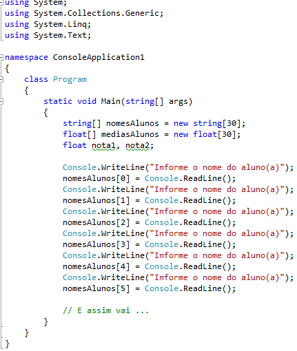C# para iniciantes - Arrays de vetores