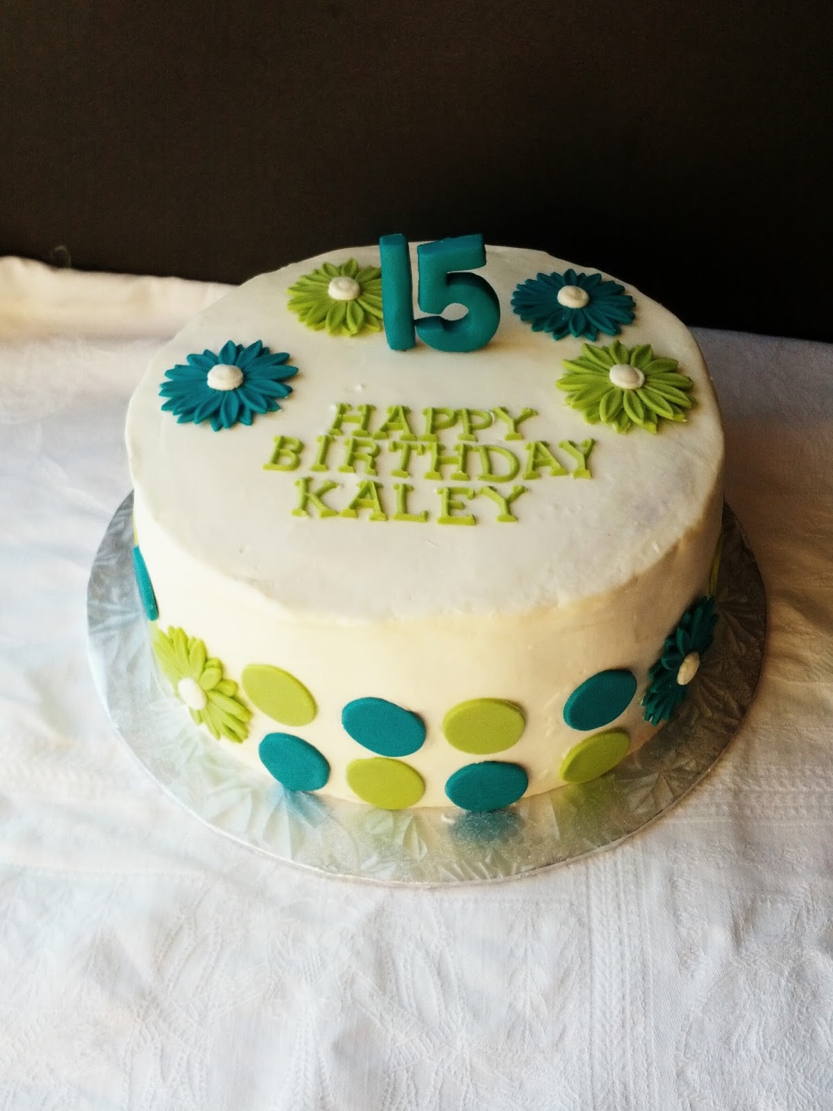 Second Generation Cake Design: Turquoise and Green 15th Birthday Cake