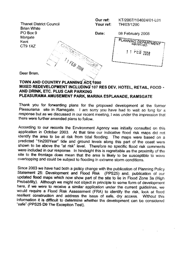 Ian Driver's Thanet: Ramsgate Pleasurama Flood Risk: Environment Agency ...