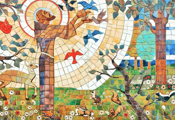 Mosaic - St Francis praises the Creation