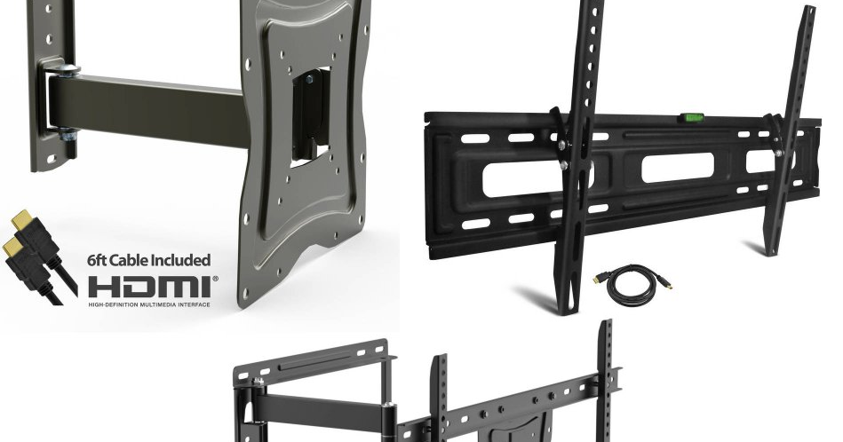 Onn Full-Motion Wall Mounts With HDMI Cable For 10" to 50" TVs $9.99 ...