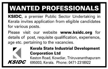 Kerala State Industrial Development Corporation Ltd (KSIDC) Assistant ...